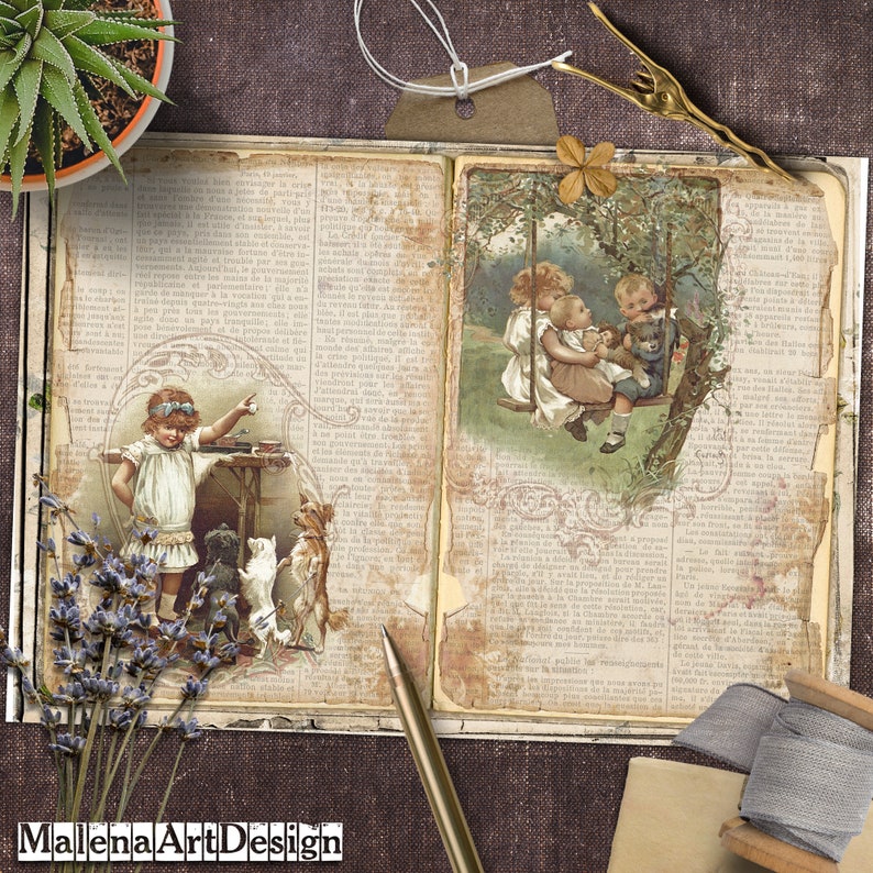 Kids Children Playing Papers Digital Cards Printables - Etsy