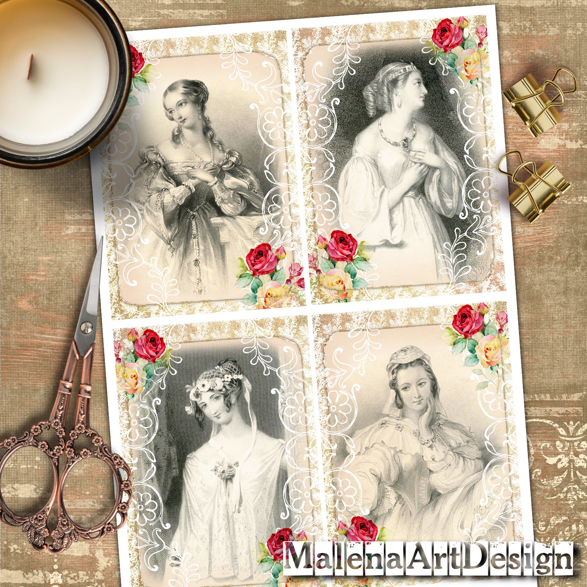 Pretty Women CARD Vintage TAGS Digital Cards Printables | Etsy