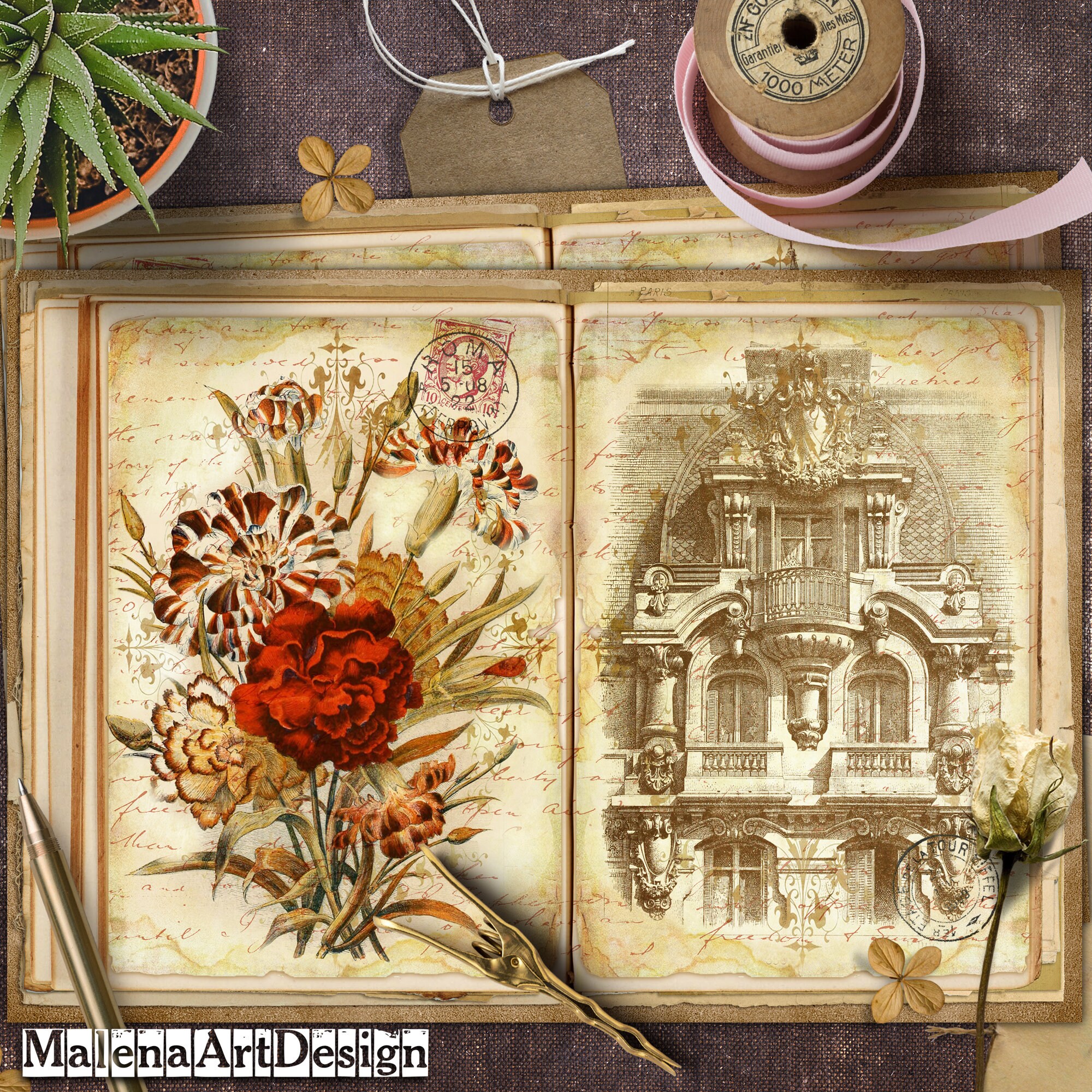 Windows Balconies Papers Digital Cards Printables - Etsy