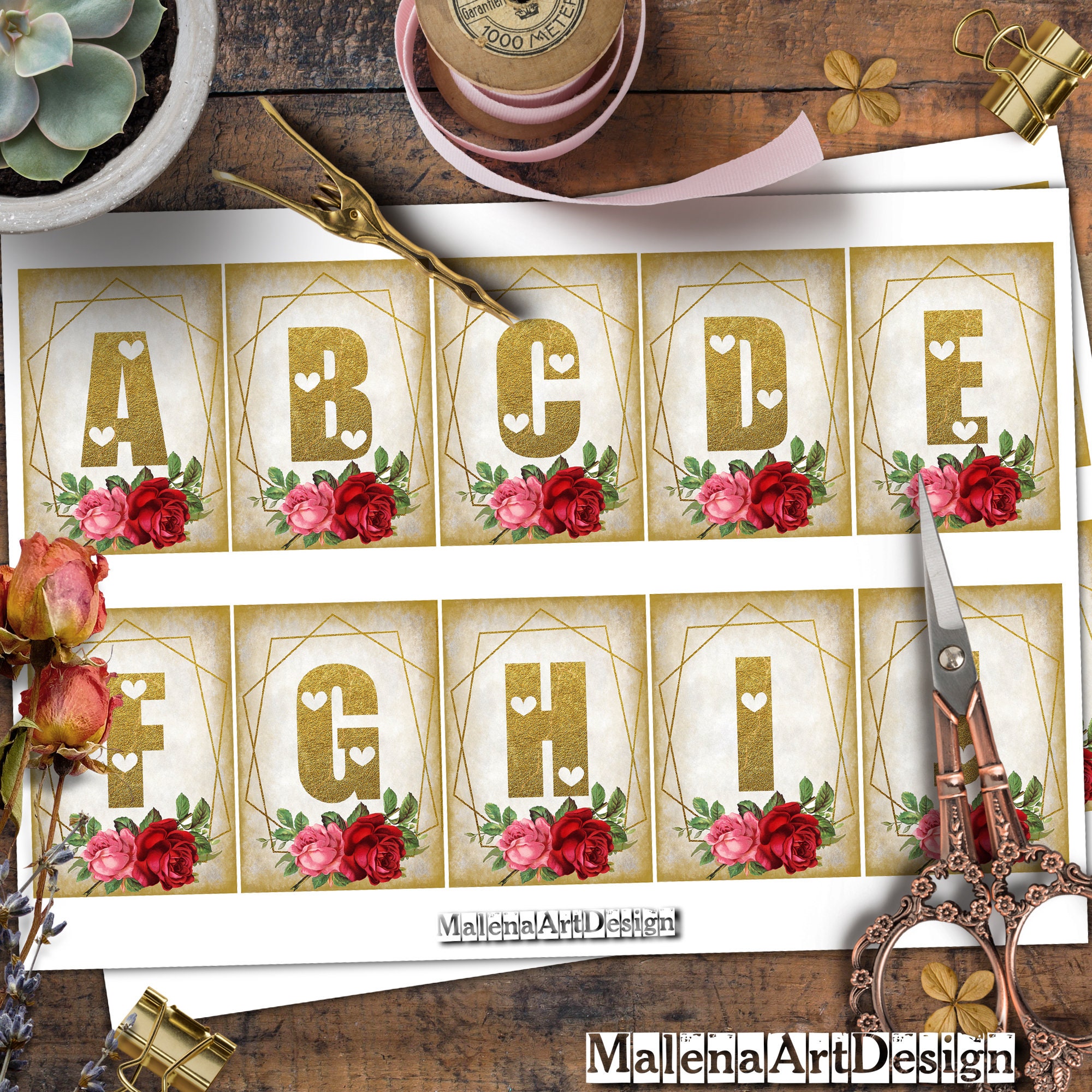 Alphabet Card Digital Cards Printables Vintage Papers for - Etsy