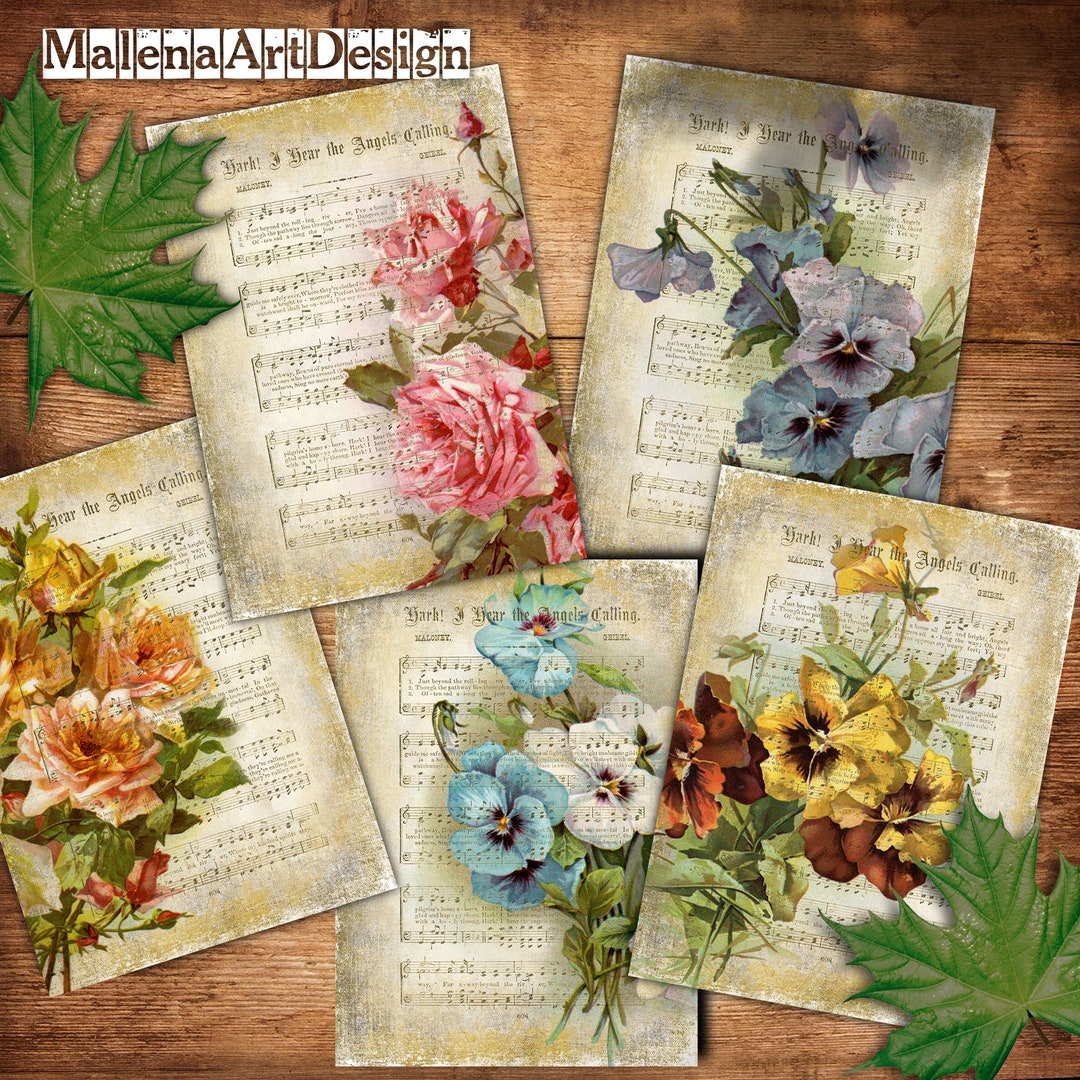 Digital Cards Printables, CARD, Scrapbook, Flowers, Junk Journal ...