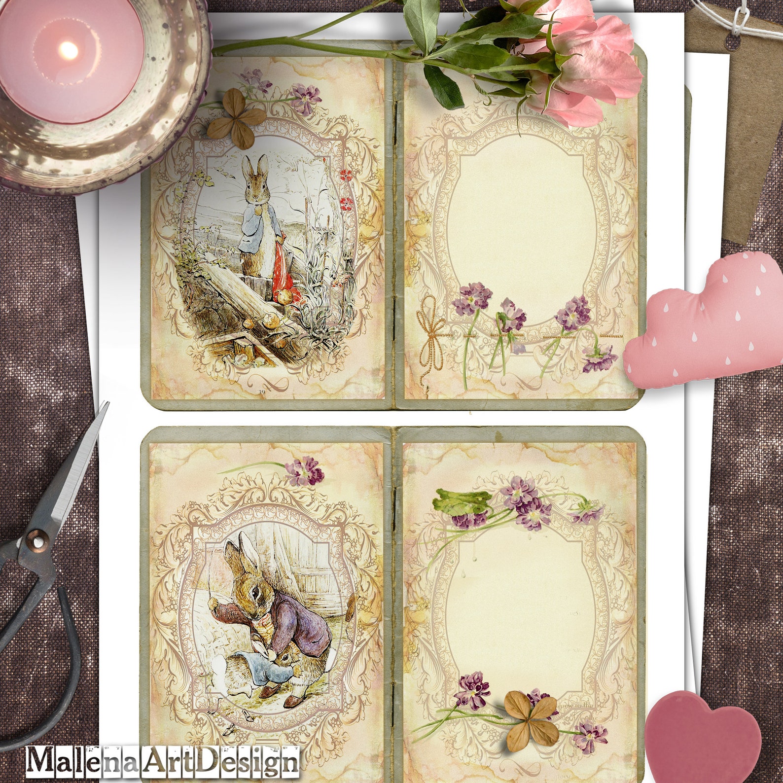 Peter Rabbit Digital Cards Printables Vintage Papers for - Etsy