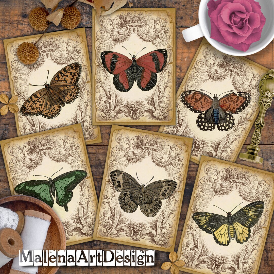 Butterflies Cards Papers Digital Cards Printables - Etsy
