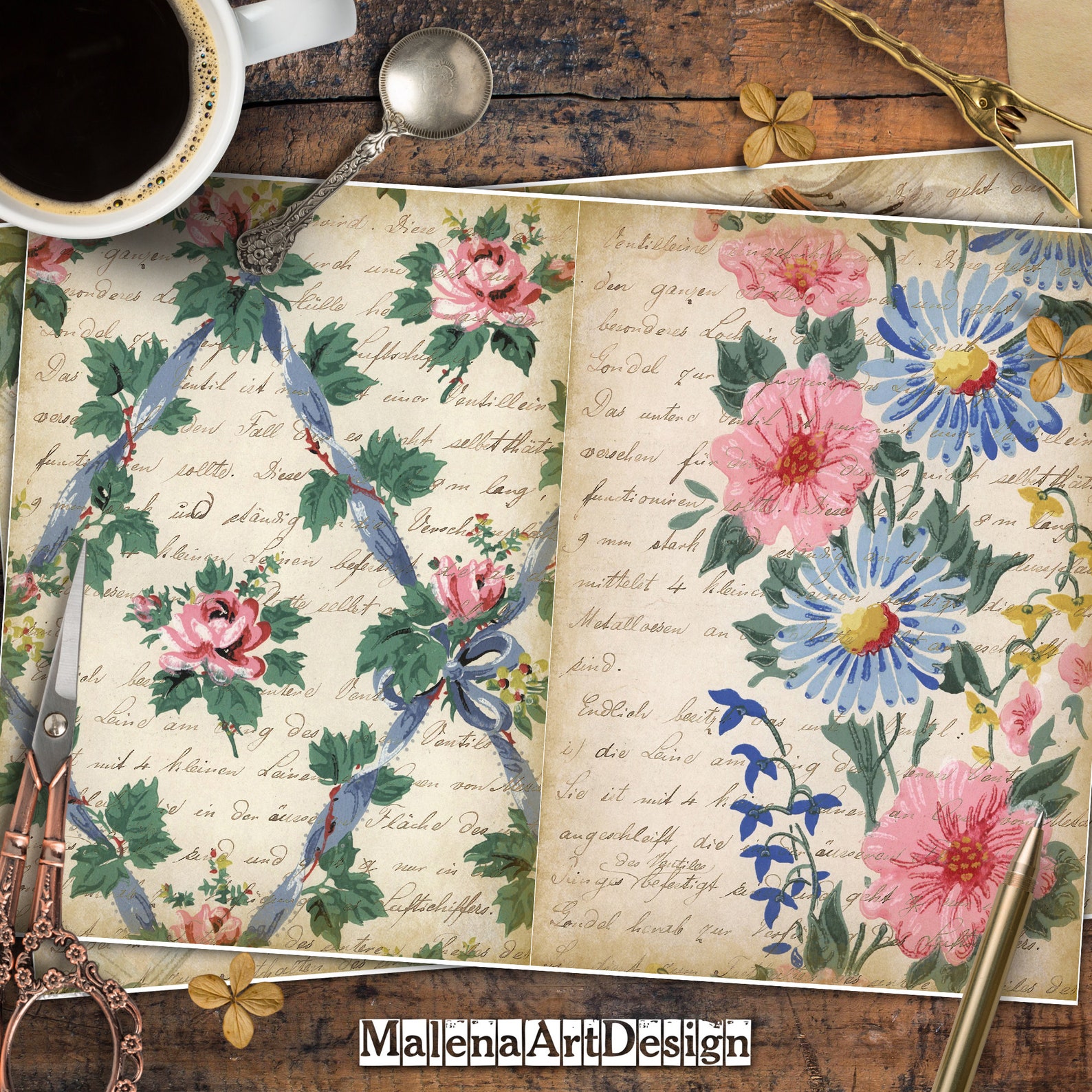 Papers Botanical Vintage CARD Digital Cards Printables - Etsy