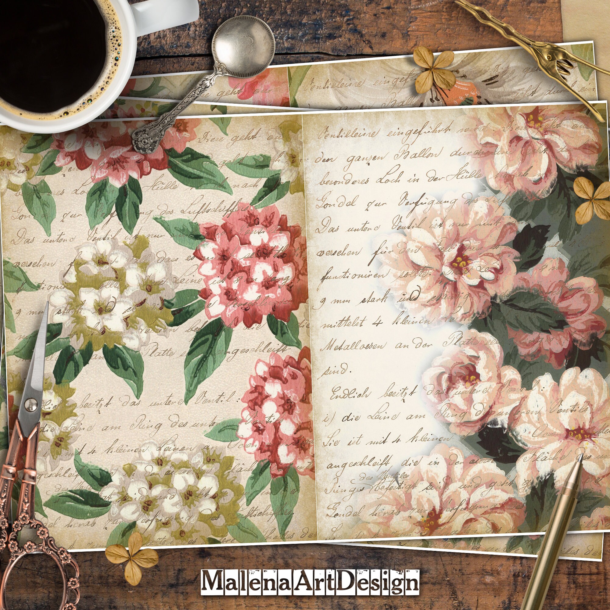 Papers Botanical Vintage CARD Digital Cards Printables - Etsy