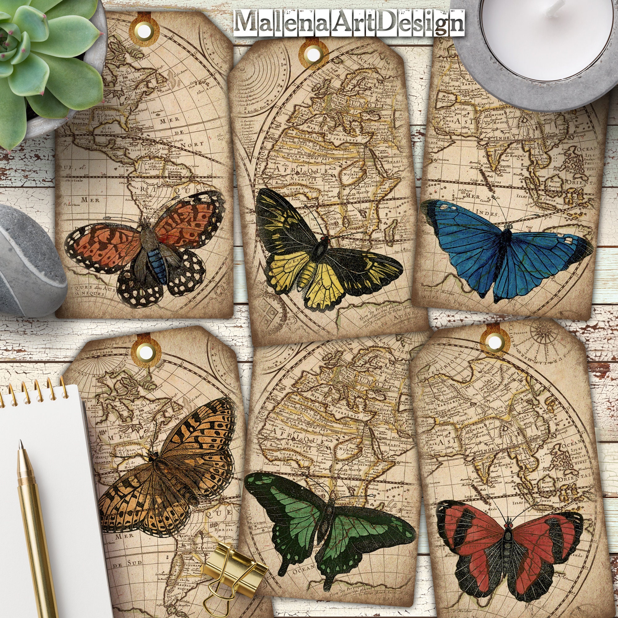 Butterflies Cards Papers Digital Cards Printables - Etsy