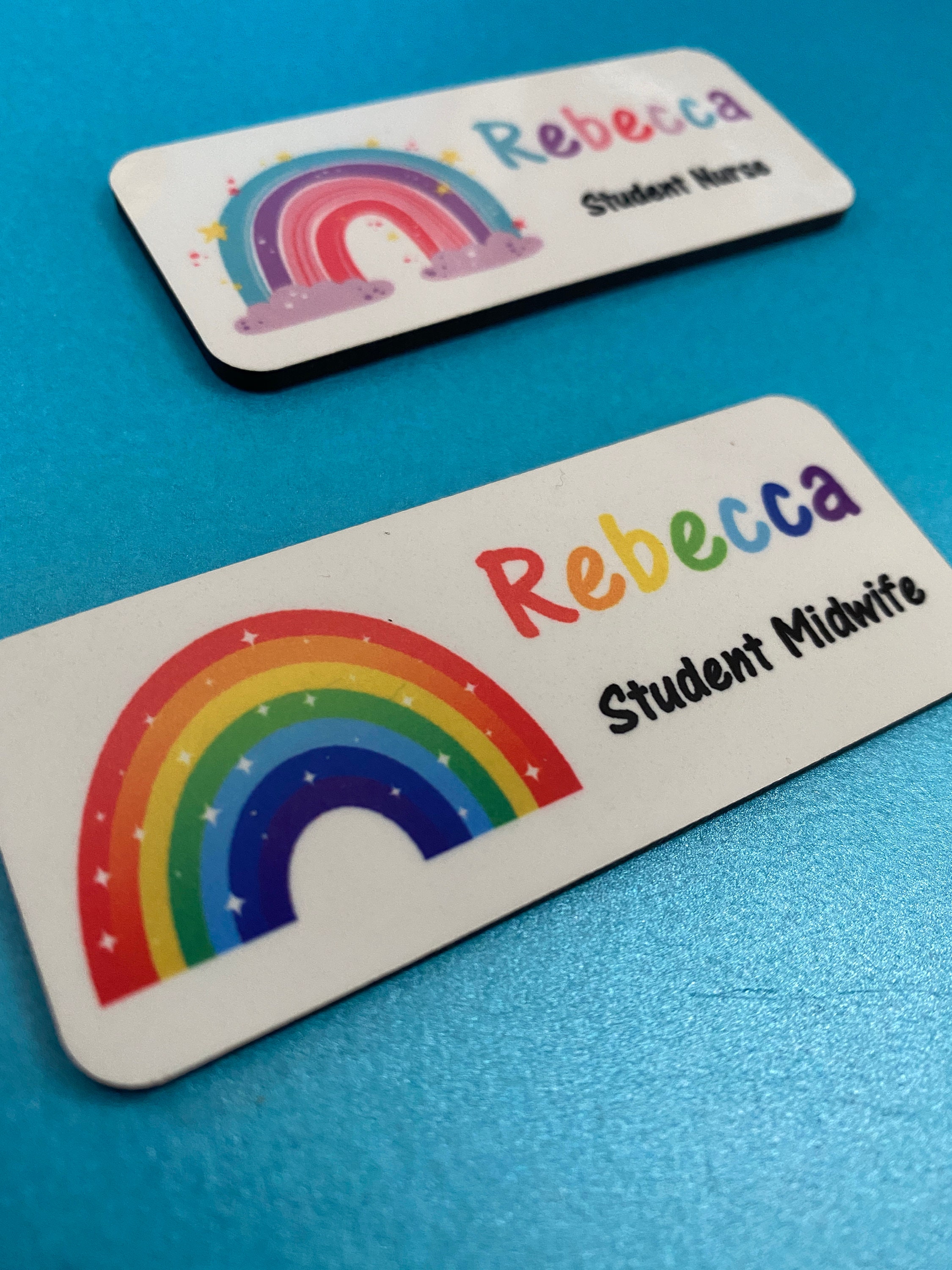 Personalised Sublimation Printed Rainbow Name Badge FREE | Etsy UK
