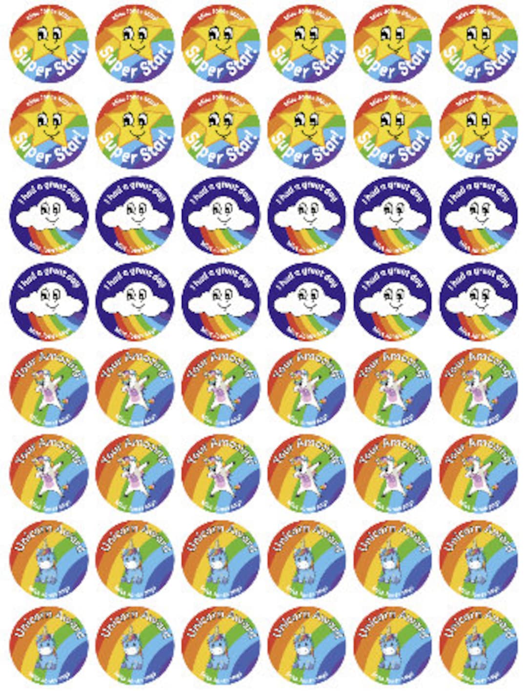Rainbow Reward Stikers, Stickers, Personalised With Your Name - Etsy
