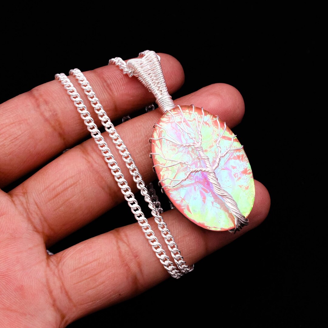 Tree of Life Triplet Fire Opals Wire Wrapped 925 Sterling Silver ...