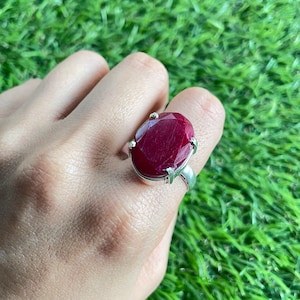 Ruby Silver Ring 925 Sterling Silver Ring Ruby Handmade Silver Jewelry Ruby Ring for Women ...