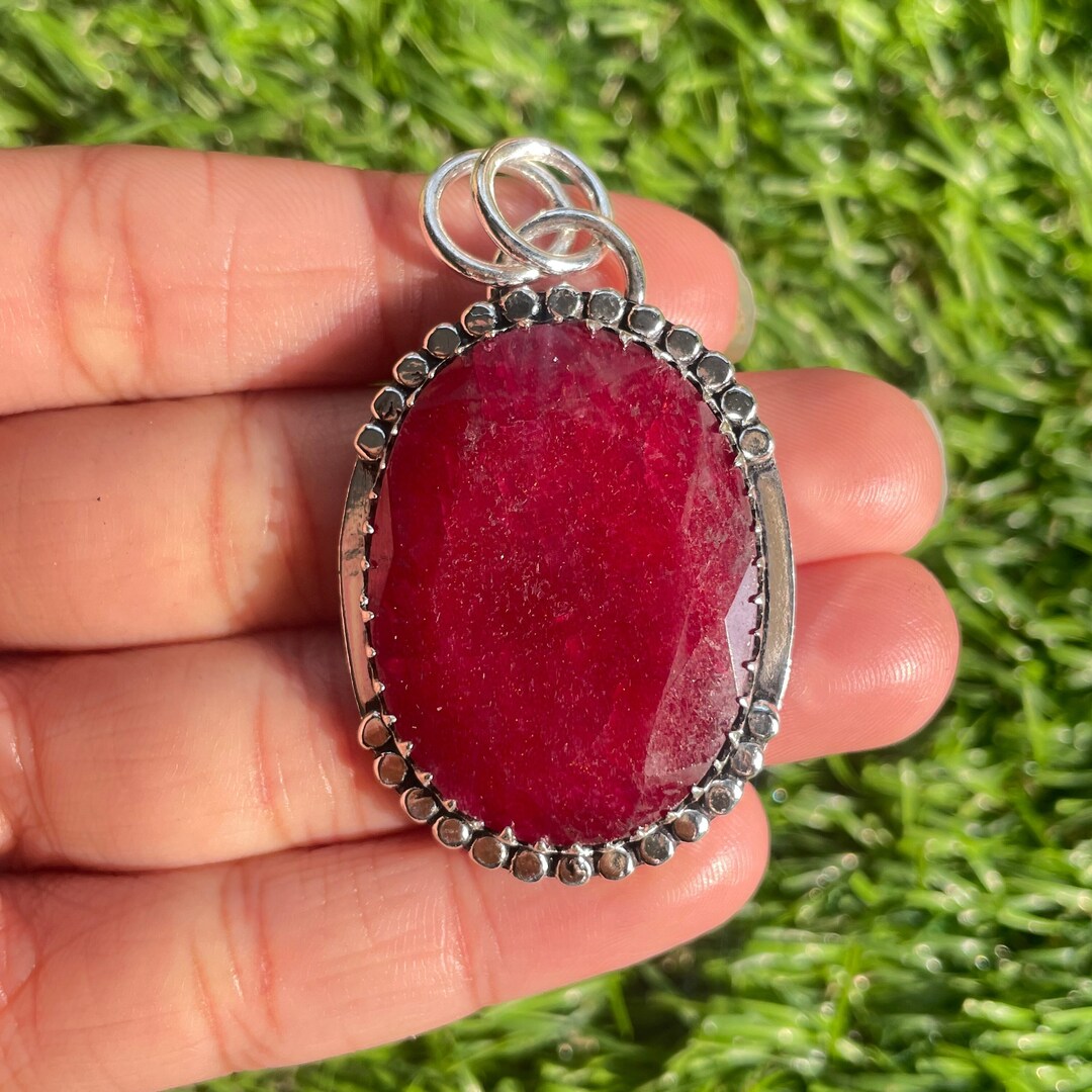 Handmade Ruby Pendant: 925 Sterling Silver Gemstone Jewelry - Etsy