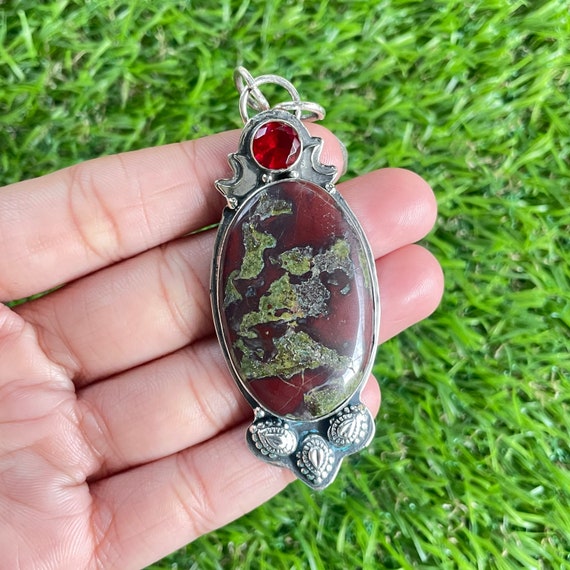 Dragon Blood Jasper Pendant 925 Sterling Silver Pendant Dragon Blood Jasper Gemstone Pendant Handmade Silver Pendant For Necklaces Women