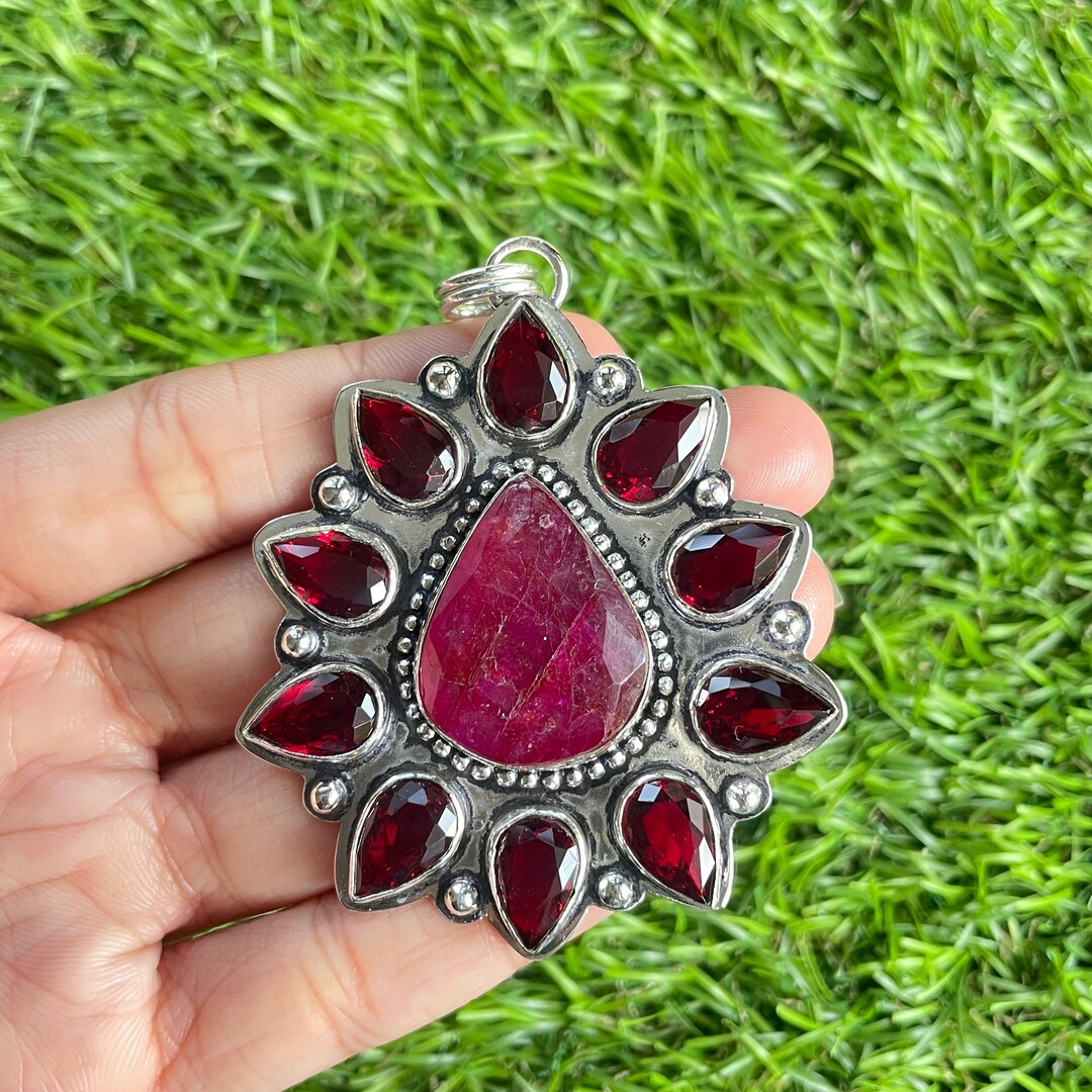 Ruby Pendant 925 Sterling Silver Pendant Ruby Gemstone Pendant Handmade ...