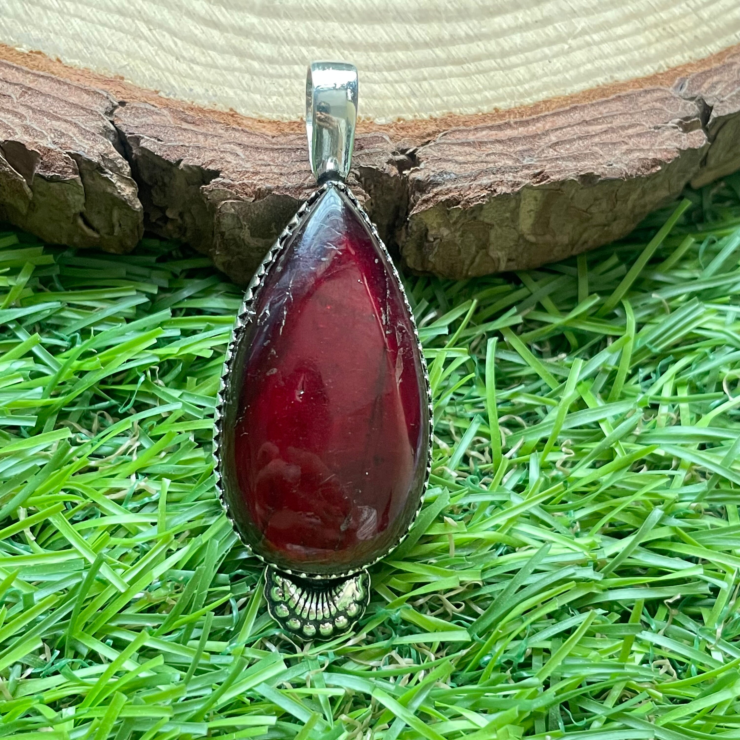 Red Labradorite Pendant: Handmade 925 Sterling Silver Gemstone Jewelry ...