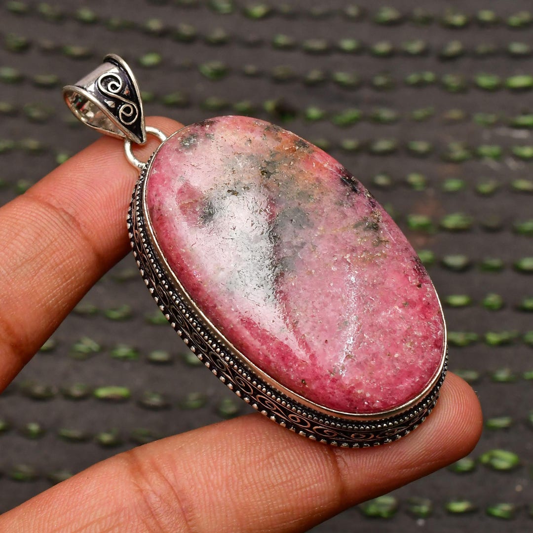Rhodonite Pendant 925 Sterling Silver Pendant Rhodonite Gemstone ...