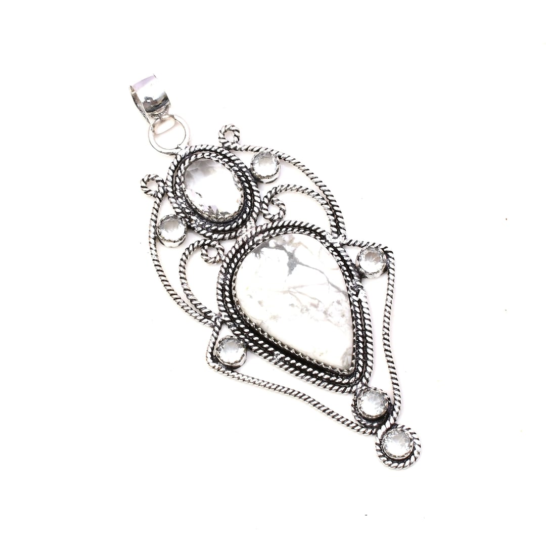 Howlite Pendant 925 Sterling Silver Pendant Howlite Gemstone Handmade ...
