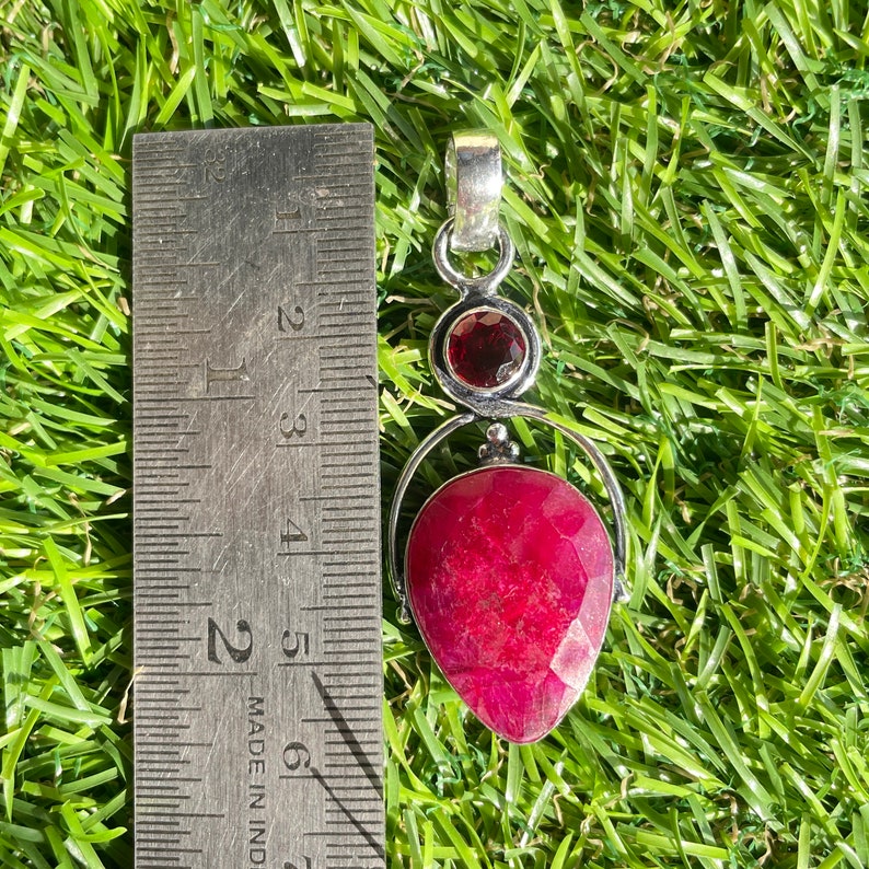 Handmade Ruby & Garnet Color Stone 925 Sterling Silver Pendant - Etsy
