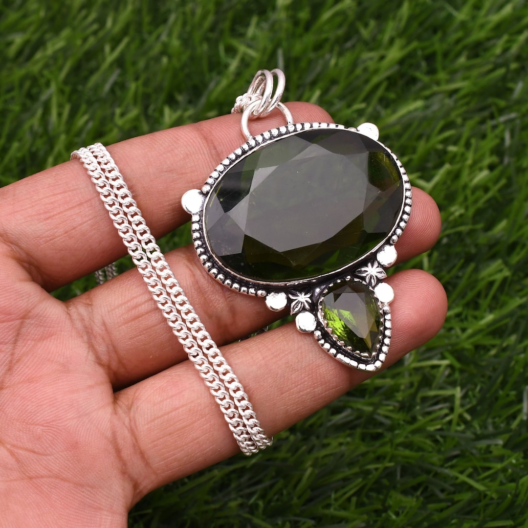 Handmade Peridot Pendant: 925 Sterling Silver Gemstone Jewelry - Etsy
