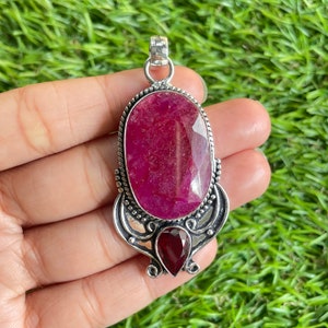 Ruby Pendant 925 Sterling Silver Pendant Ruby Gemstone Pendant - Etsy