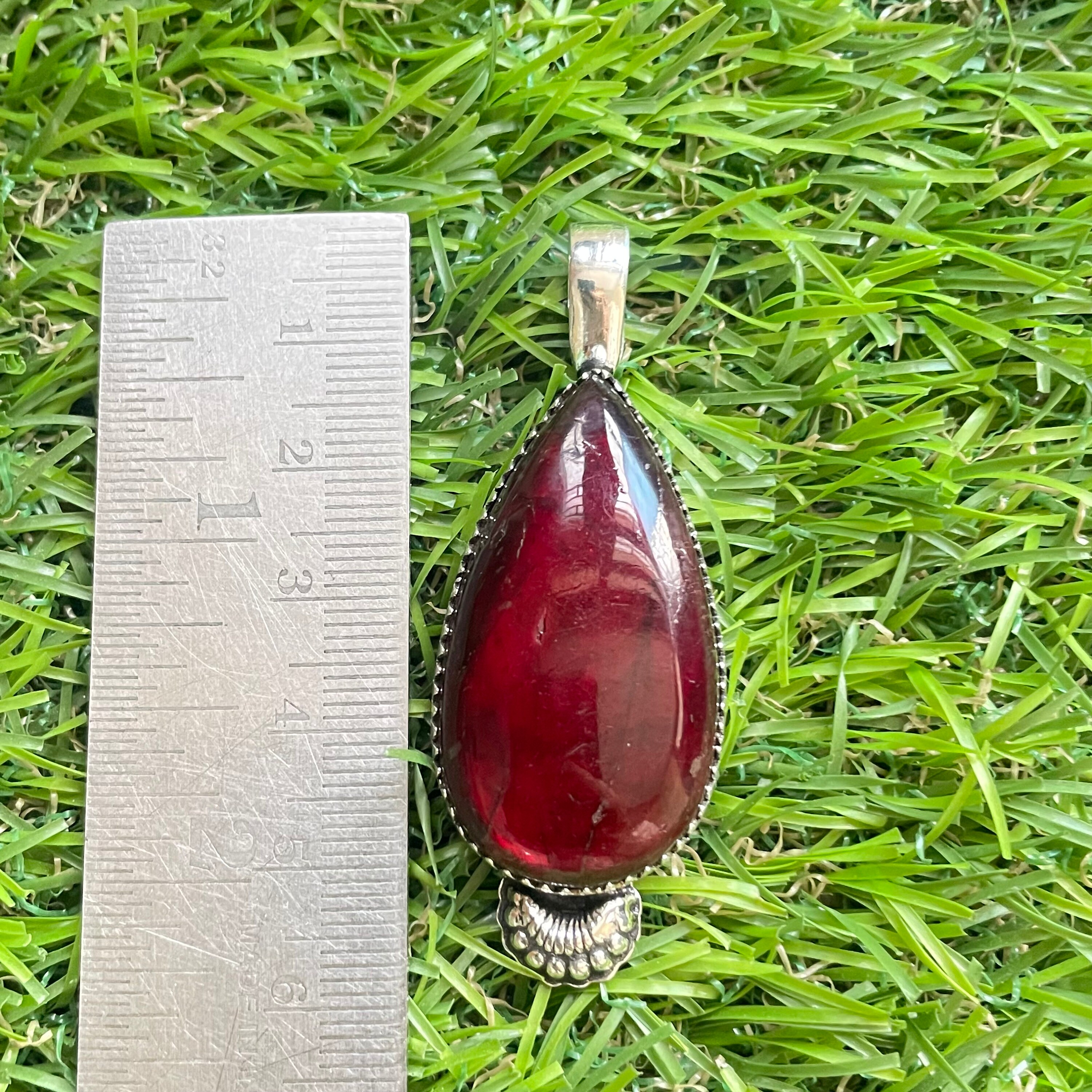 Red Labradorite Pendant: Handmade 925 Sterling Silver Gemstone Jewelry ...