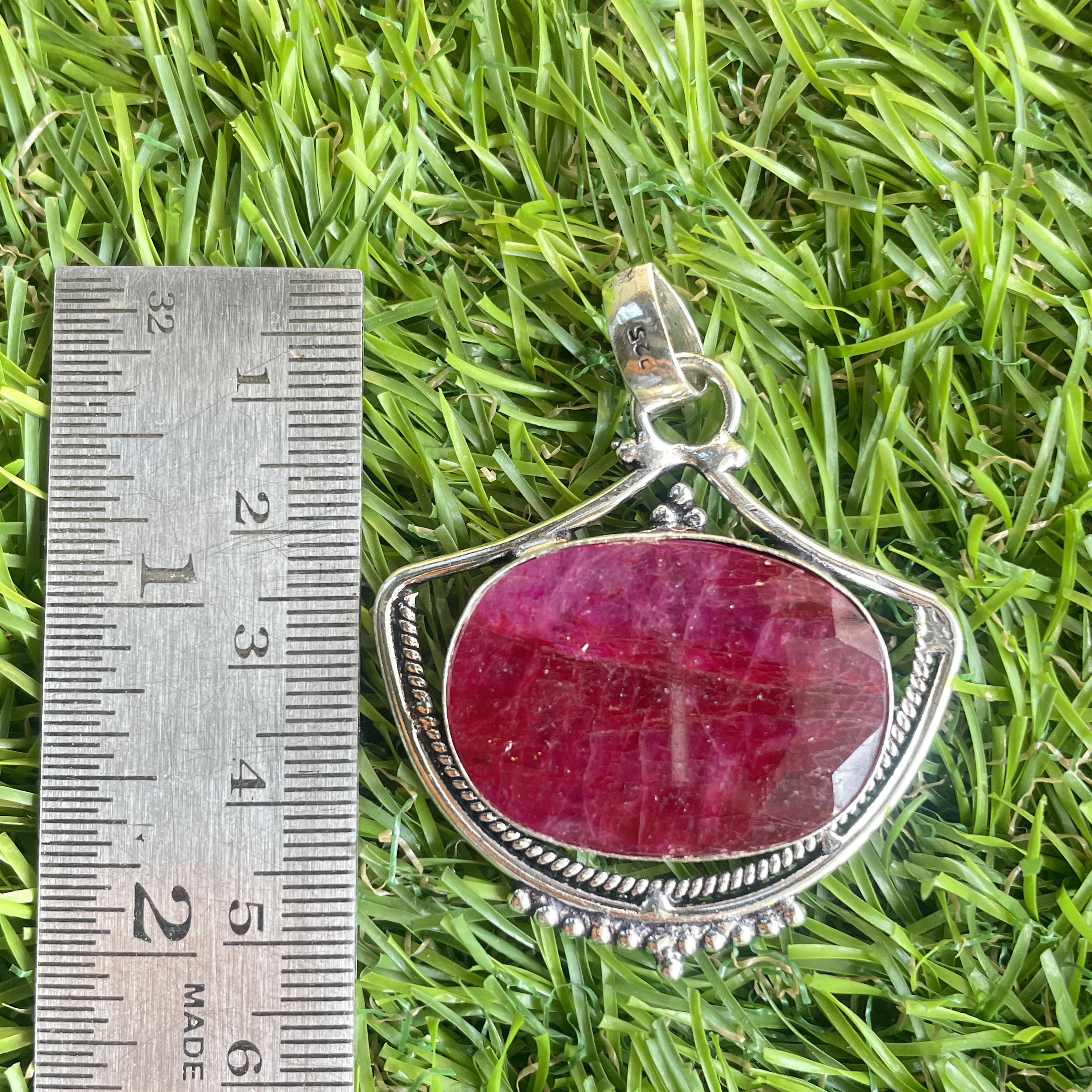 Ruby Pendant: Handmade 925 Sterling Silver Gemstone Jewelry - Etsy