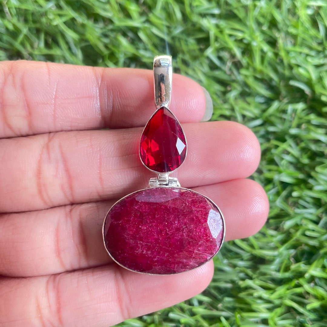 Handmade Ruby Pendant: 925 Sterling Silver Gemstone Jewelry - Etsy