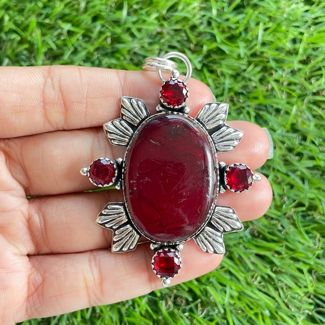 Red Labradorite 925 Sterling Silver Pendant Labradorite Gemstone ...