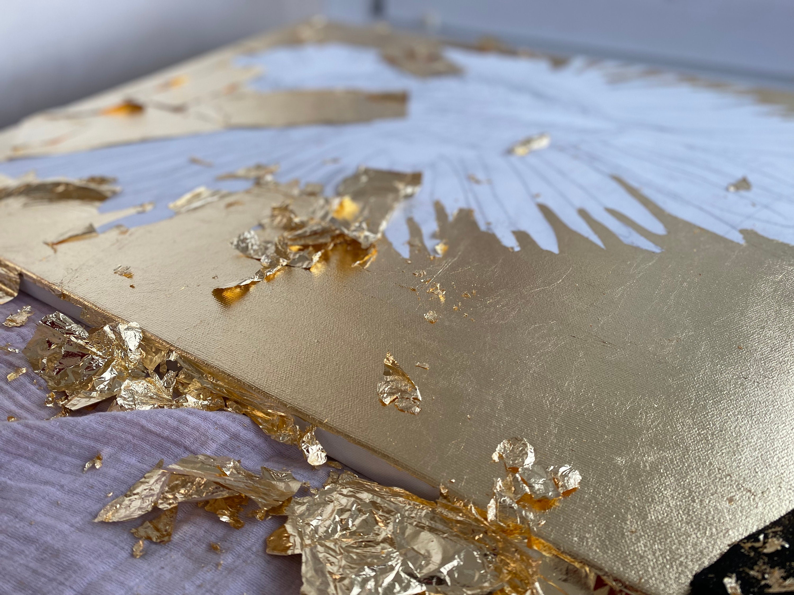 Gold Leaf Angel Wings Oil Painting on Canvas, Wall Art - Etsy