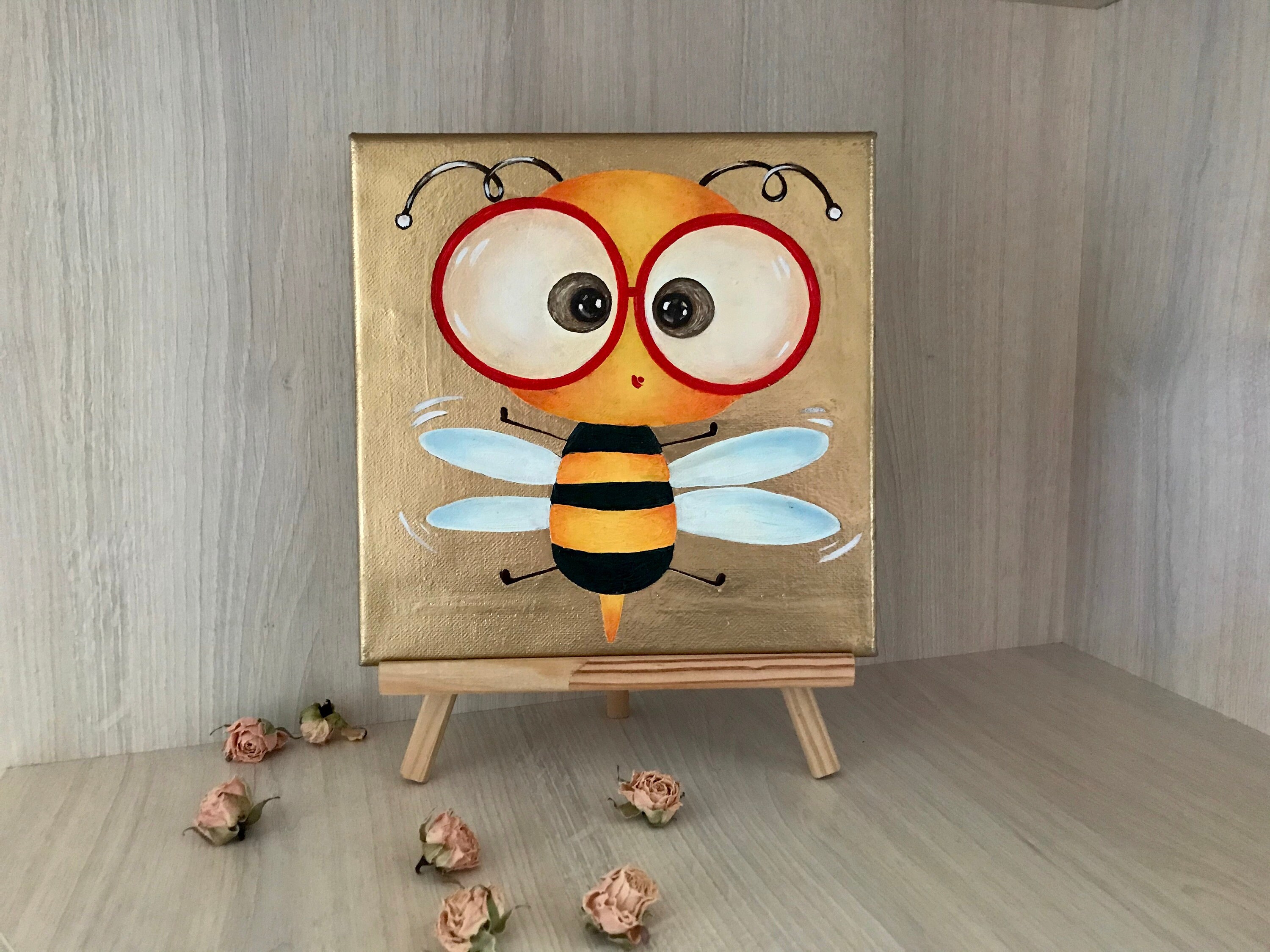 Bee Painting Oil Painting Canvas Small Painting Painting for Kids Room ...