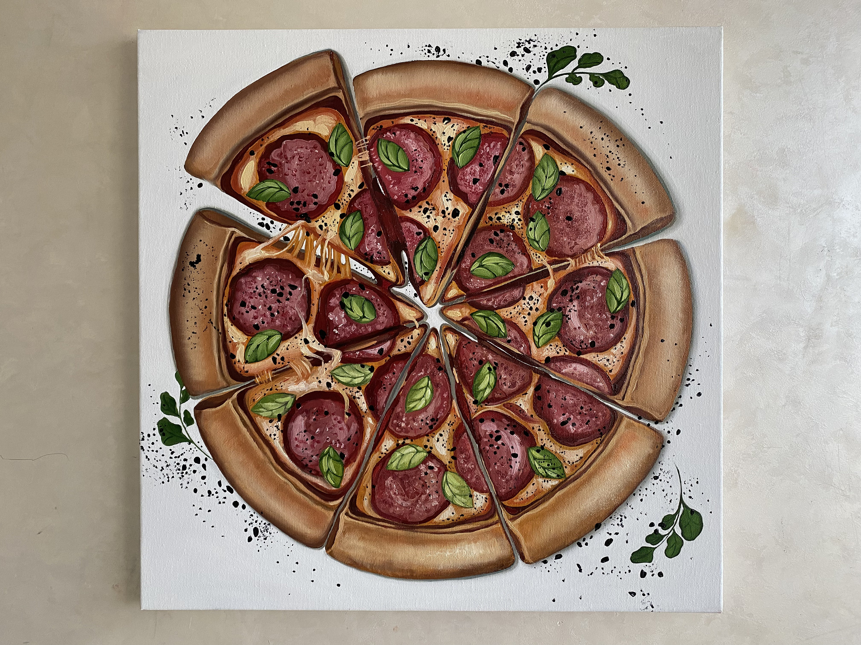 Pizza Painting, Pizzeria Decor, Canvas Wall Art, New York Style Pizza ...