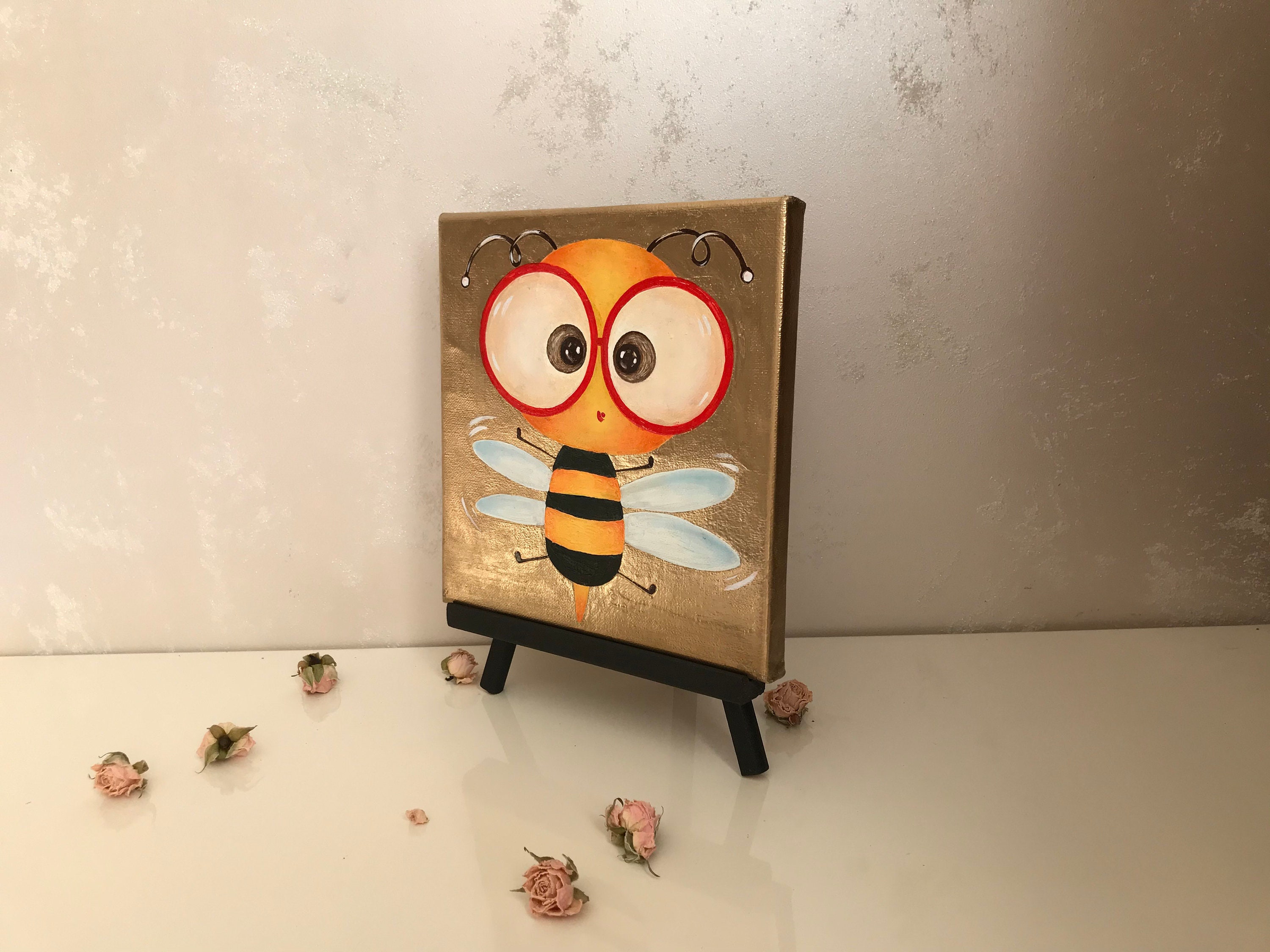 Bee Painting Oil Painting Canvas Small Painting Painting for Kids Room ...