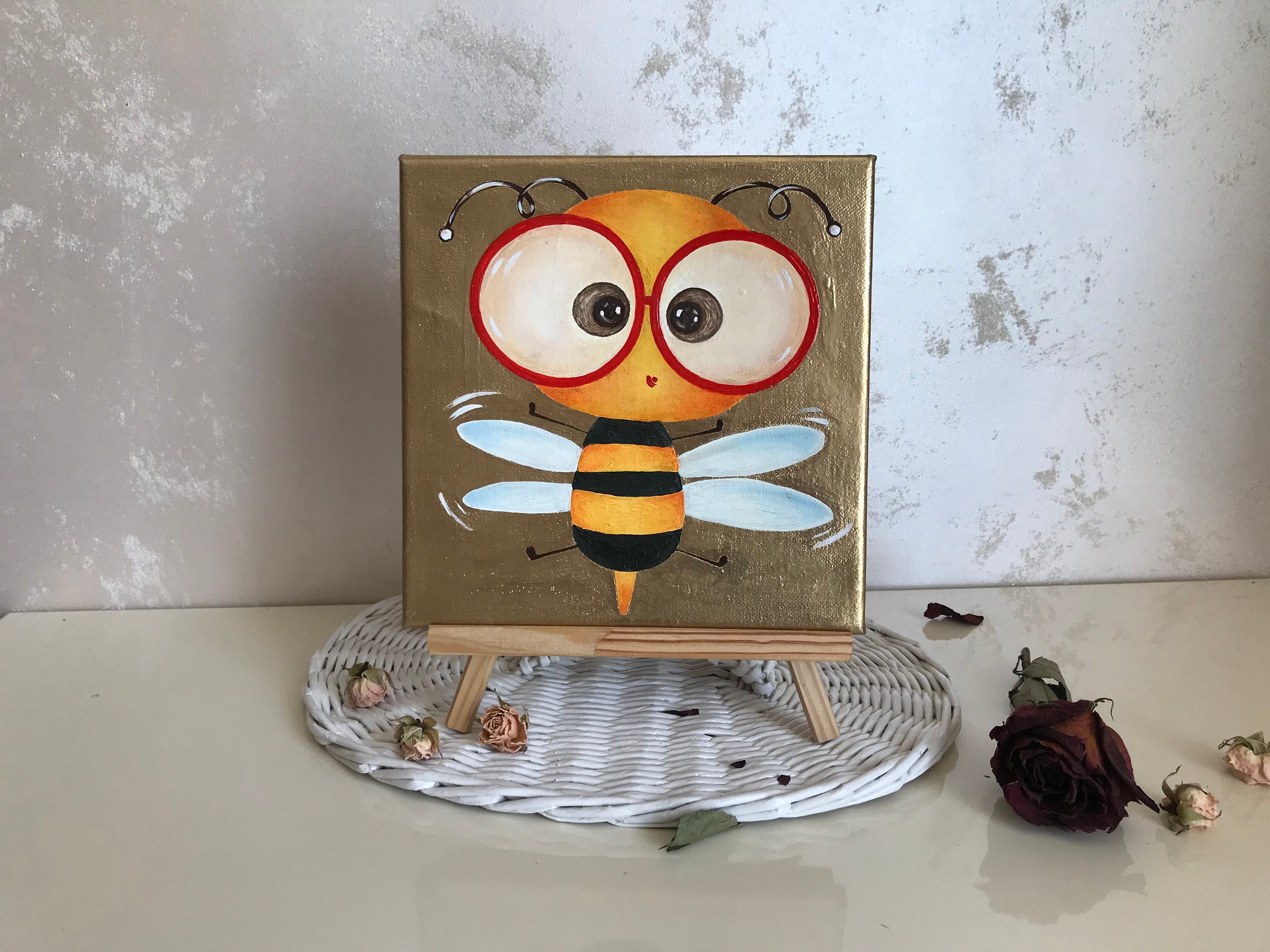Bee Painting Oil Painting Canvas Small Painting Painting for Kids Room ...