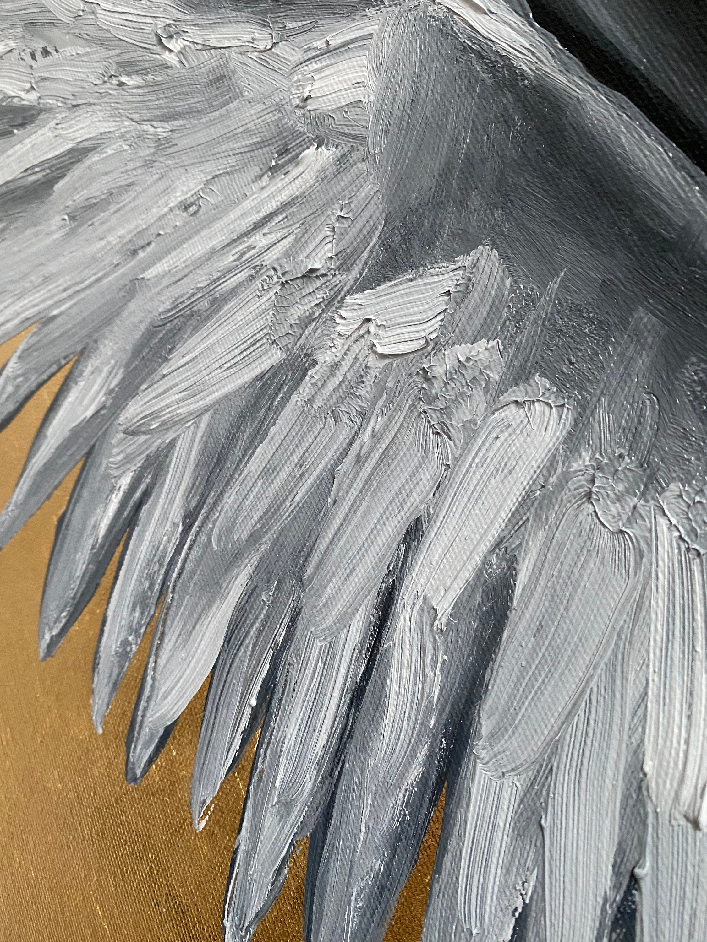 Gold Leaf Angel Wings Oil Painting on Canvas, Wall Art - Etsy