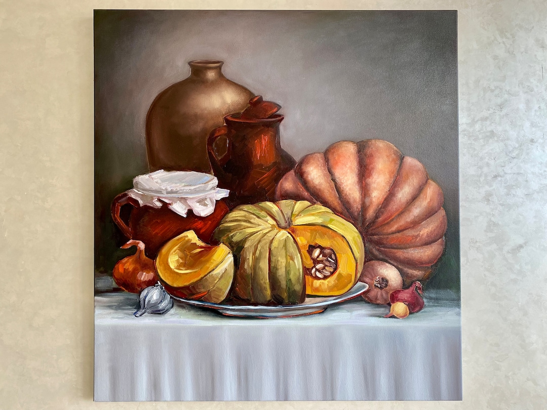 Large Still Life, Original Painting, Kitchen Oil Painting, Farmhouse ...