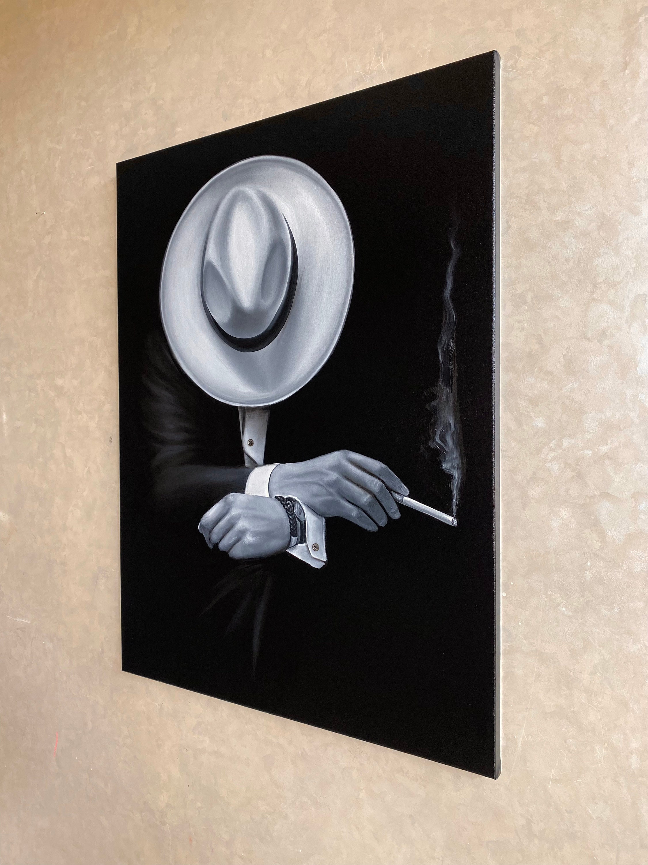 Smoking Man Oil Painting on Canvas, Male Portrait Art - Etsy