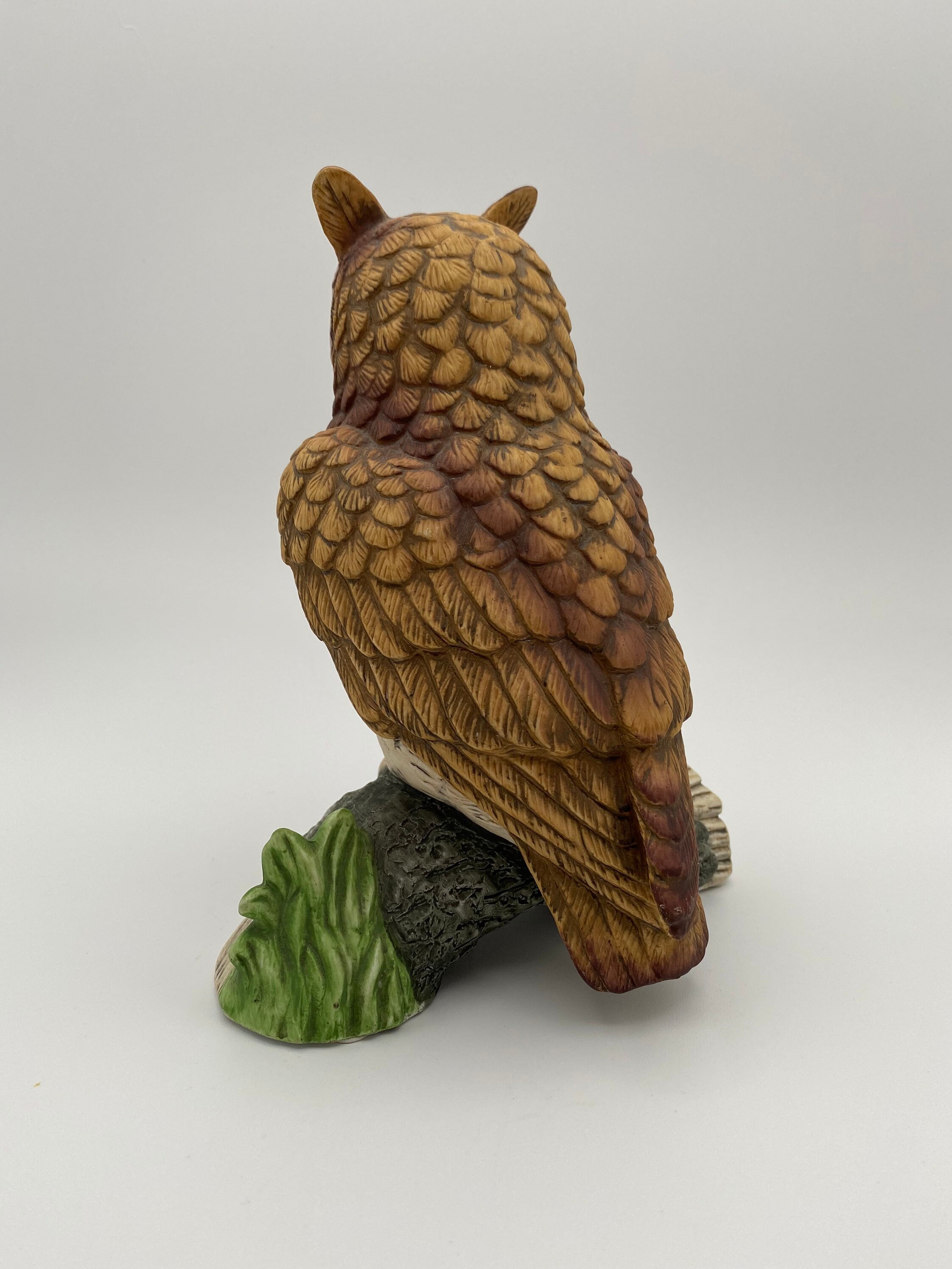 Vintage Porcelain Owl Figurine on Log Vintage Fall Decor Bird Nature ...