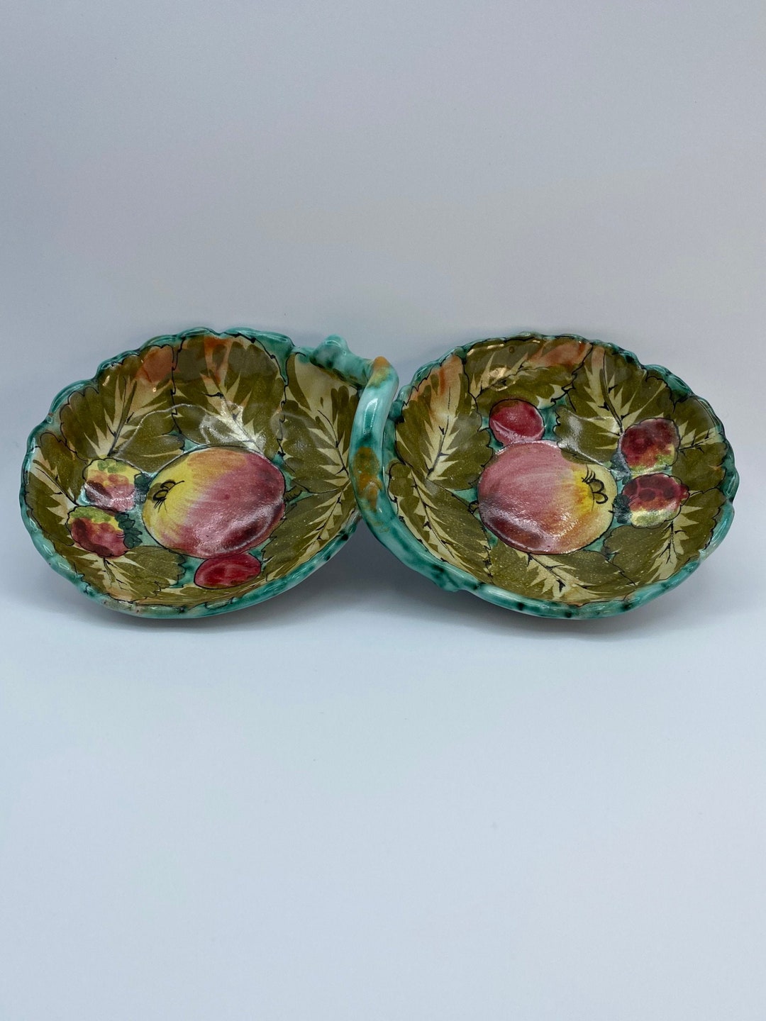 Hand Painted Majolica Style Italian Red Ware Pottery Serving Dish ...
