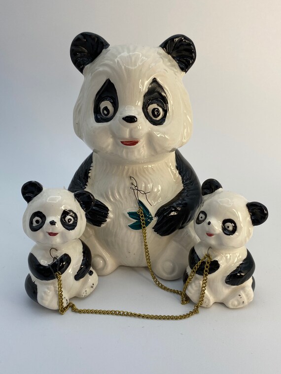 Vintage Ceramic Panda Chain Animal Mommy and Babies Vintage - Etsy
