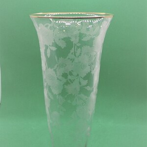 Cambridge Blossom Time Etch Tall Vase 11 Gold Trim - Etsy