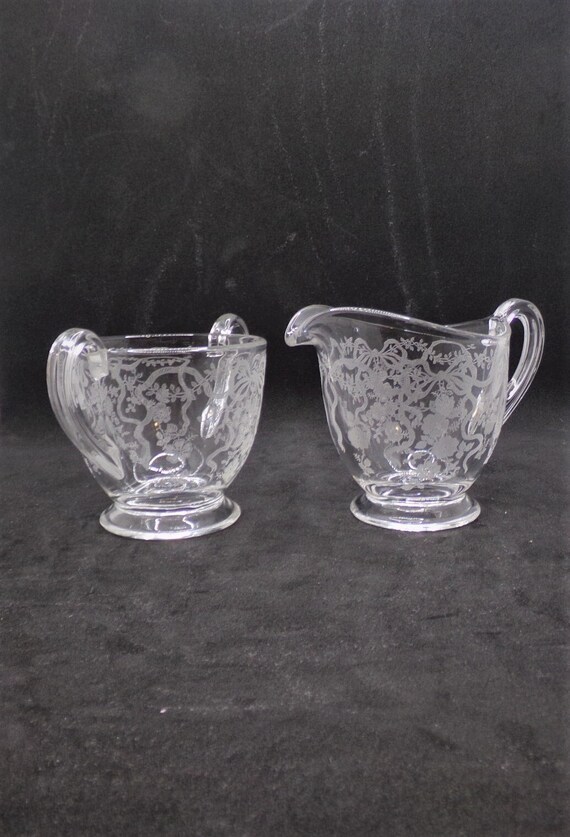 Fostoria Romance Etch Cream and Sugar Set 2350 | Etsy