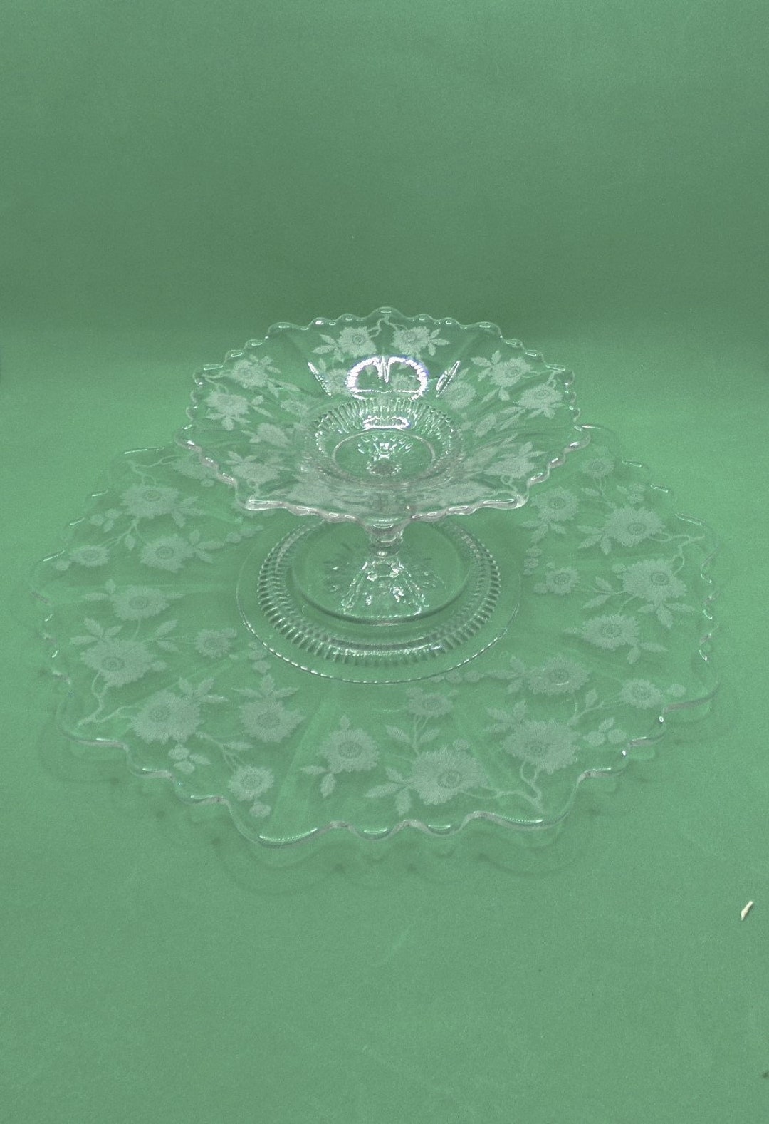 Cambridge Blossom Time Etch 11" Cheese and Cracker Set Martha/439 - Etsy