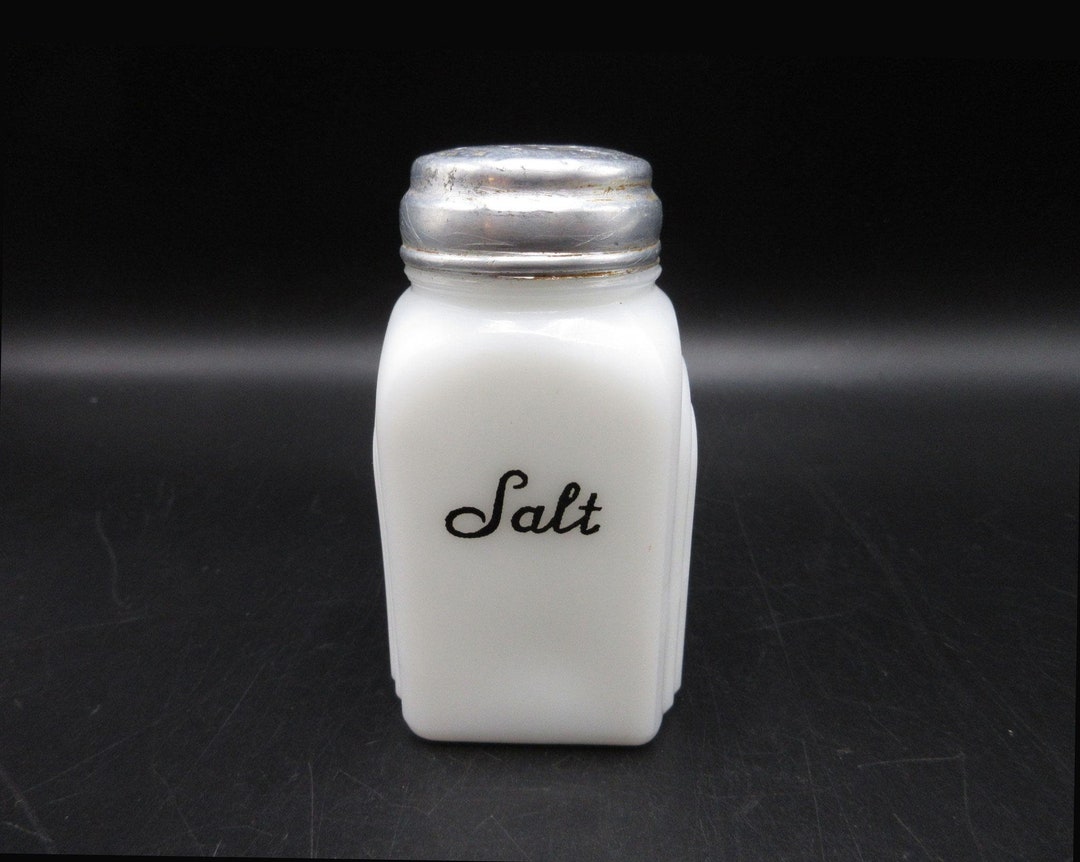 Mckee Roman Arch Black Script Salt White Glass Range Shaker - Deco ...