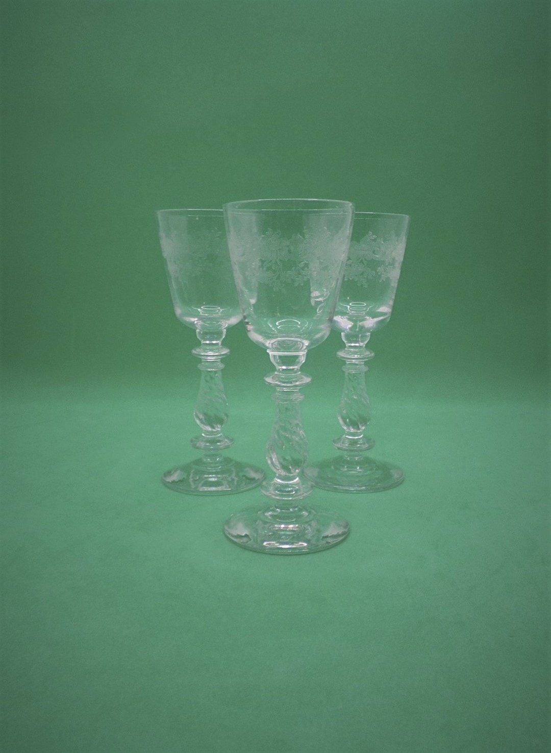 3 Bryce 1.5 Oz Cordial Glasses, Lace Pattern Stem #942 Etch #515 ...