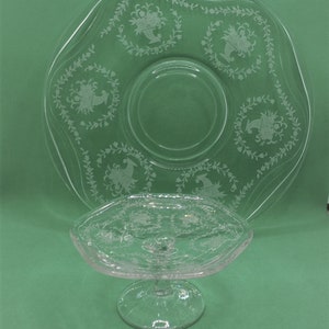 Fostoria Mayflower Etch Cheese and Cracker Set 2560 - Etsy