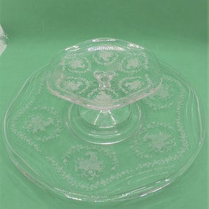 Fostoria Mayflower Etch Cheese and Cracker Set 2560 - Etsy