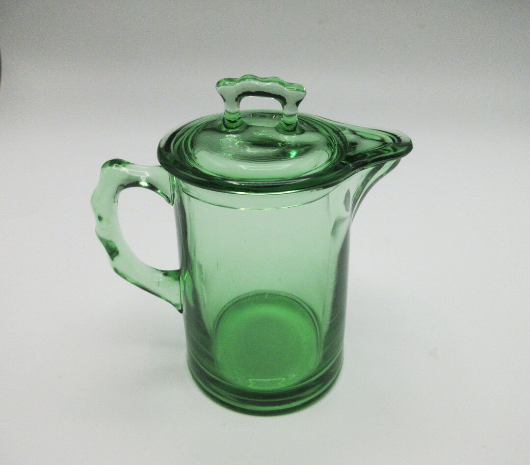 Fostoria Green Mayfair 2419 Syrup Pitcher With Lid Depression Uranium ...