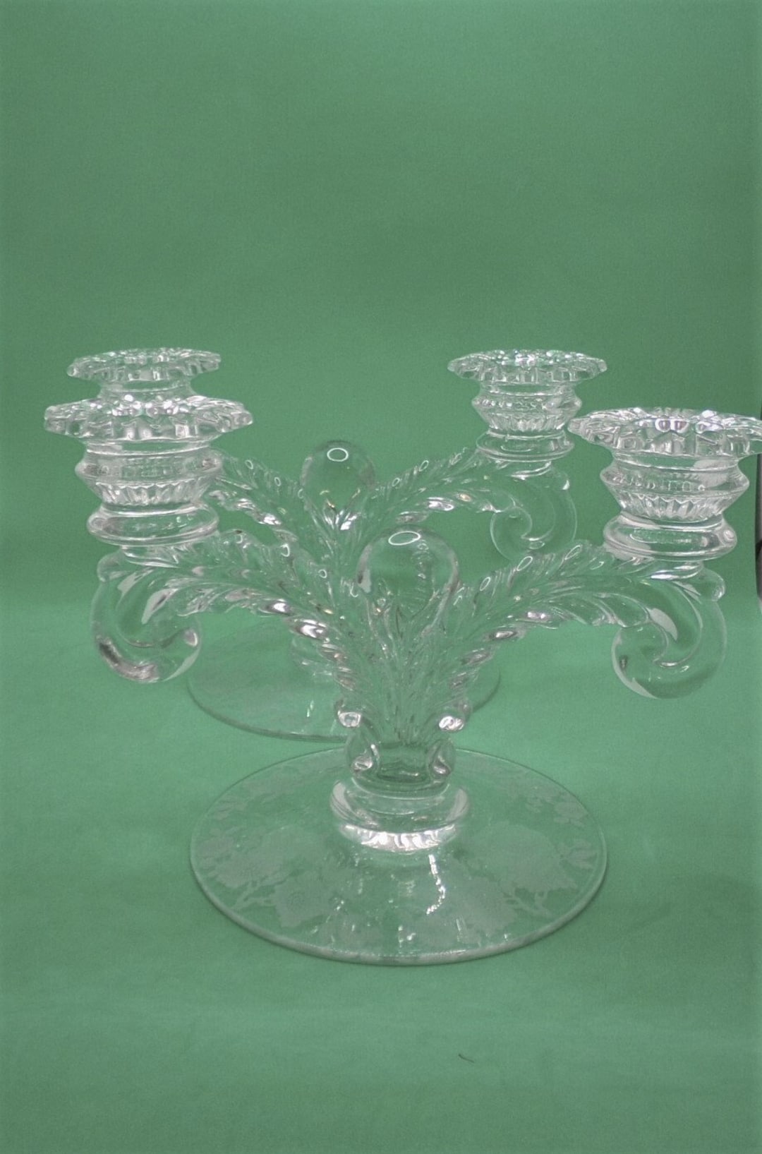 Cambridge Blossom Time Etch Martha 2-lite Candle Holders Pair Elegant ...