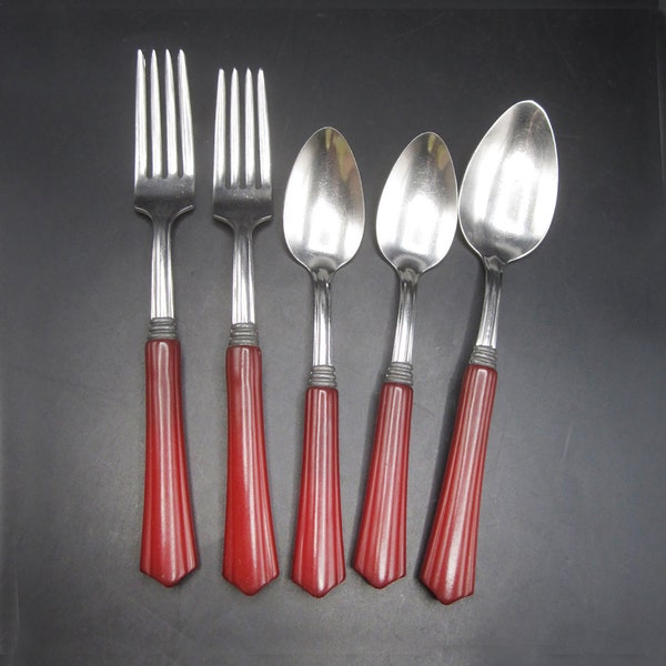 Red Flatware - Etsy