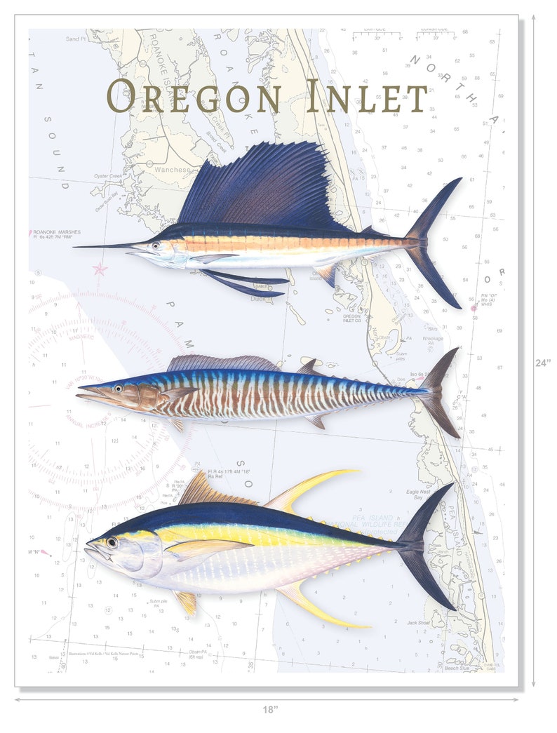 18x24 Oregon Inlet NOAA Chart Poster; Oregon Inlet Poster With NOAA ...