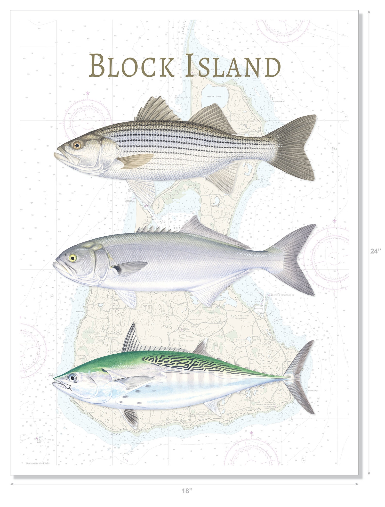 18x24 Block Island NOAA Chart Poster; Block Island Nautical Chart ...